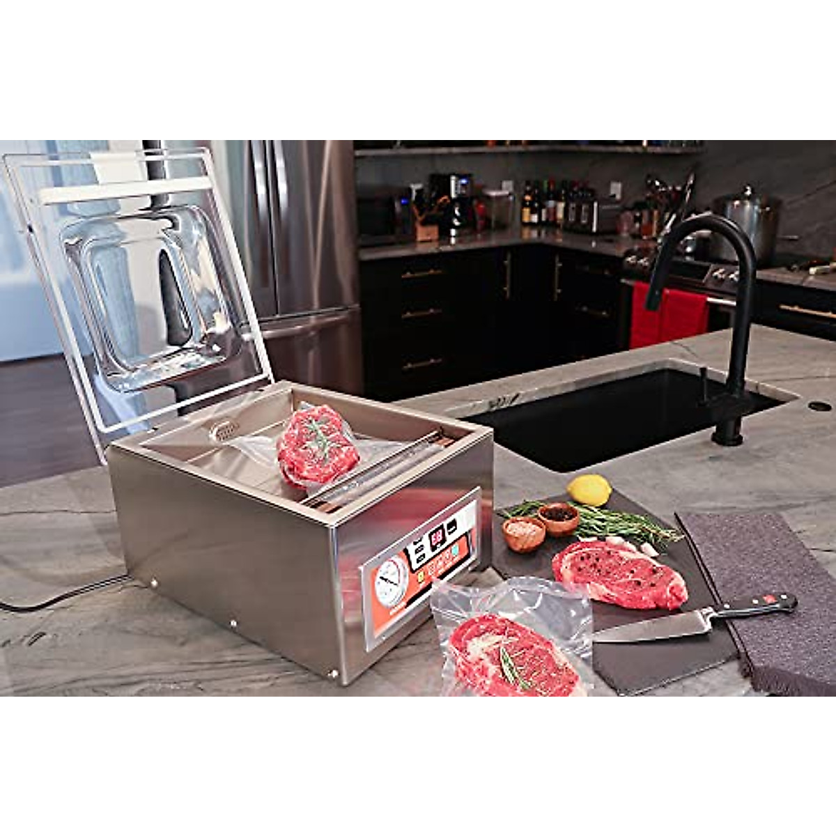 Chamber Vacuum Sealer, CM255, Perfect for Home and Commercial Kitchens, Industrial Grade Packaging Machine with High Powered Pump