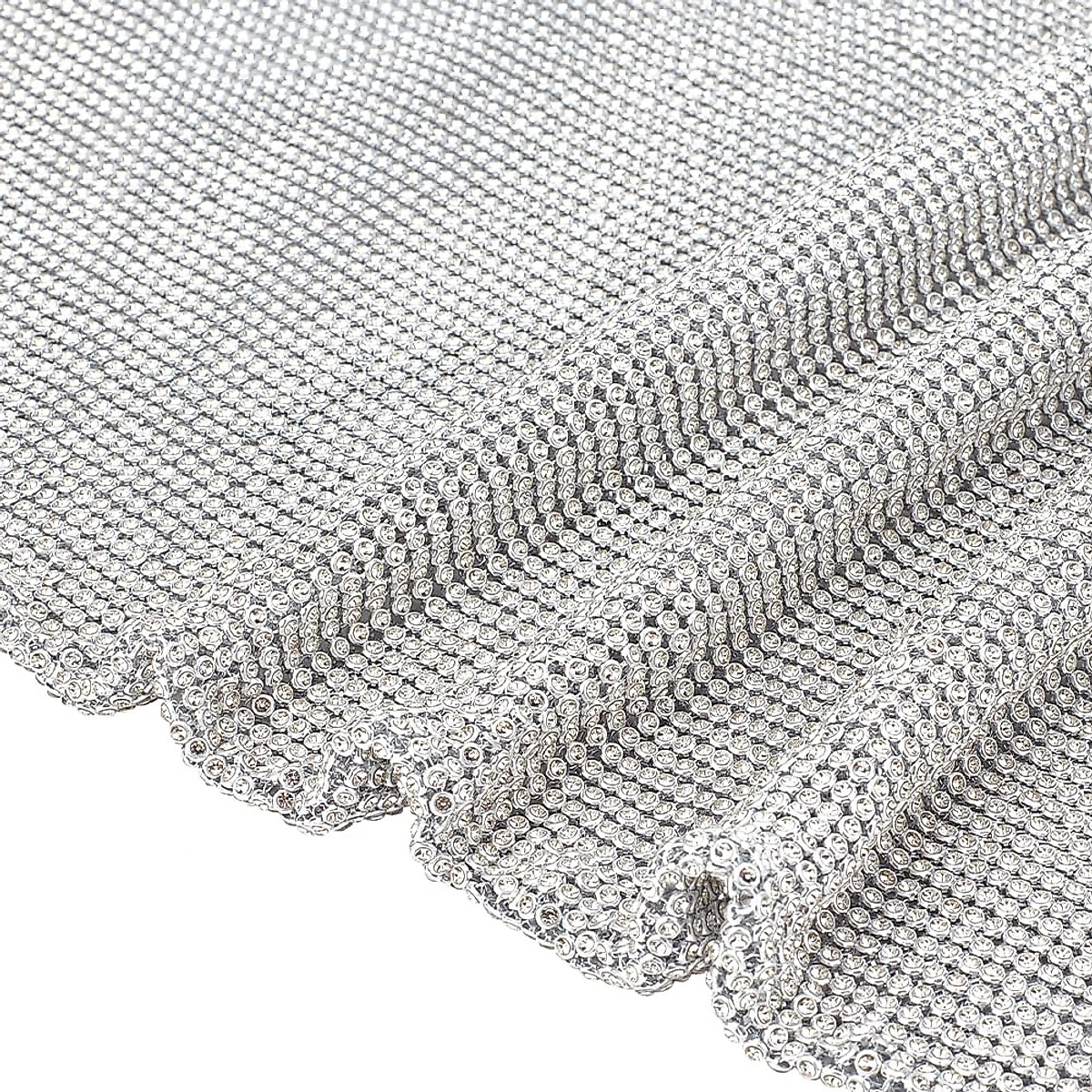 OLYCRAFT Metal Rhinestone Mesh Fabric 47x20 Inch Rhinestone Mesh Cloth Sparkling Rhinestone Ribbon Bling Rhinestone Diamond Ribbon Mesh Wrap Cuttable for Clothing Bag Making Party Decorations