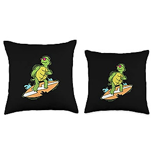 Turtle reptile carapace old Sauropsida Testudines Turtle Surfing Reptiles Water Back Cover Throw Pillow, 16x16, Multicolor