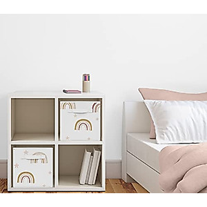 Sweet Jojo Designs Boho Rainbow Foldable Fabric Storage Cube Bins Boxes Organizer Toys Kid Baby Children - Set of 2 - Blush Pink Dusty Rose Gold Yellow Mauve Taupe Beige Bohemian Stars Sun Celestial
