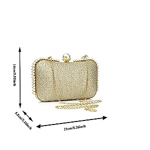 Womens Clutch Pearls Evening Bag Wedding Party Purse and Shoulder Handbag (Black)