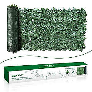 SEKKVY 39" x 118" Artificial Hedges Faux Ivy Privacy Fence Screen Peach Leaves Panels with Mesh Backing - Vine Decoration for Outdoor Decor, Garden, Yard