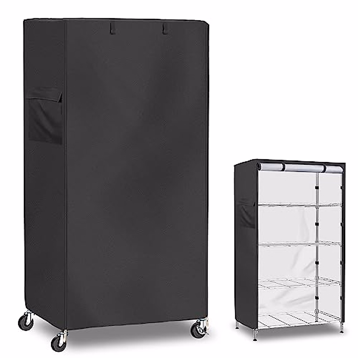 Dalema Waterproof Shelf Cover,Heavy Duty Dustproof Storage Shelving Unit Cover,Durable Steel Organizer Wire Rack Cover,Shelf Display Rack Protective Cover with Zipper.(Black,Fits 32x16x62 Shelf)