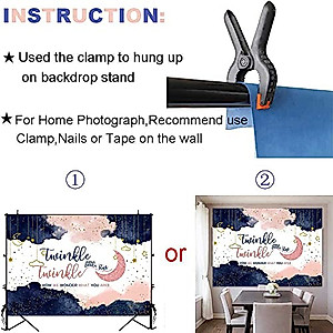 Sensfun Navy Blue Blush Pink Gender Reveal Backdrop Twinkle Twinkle Little Star Baby Shower Party Decorations Rose Gold and Navy Pregnancy Reveal Surprise Background for Photography Photo Booth 7x5ft