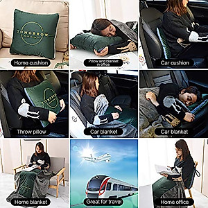 Super Soft Travel Blanket Throw Pillow 2 in 1-15.7 x 15.7 Inches Throw Pillow 59 x 47 Inches Airplane Blanket 2lb Warm Quilt for Rest