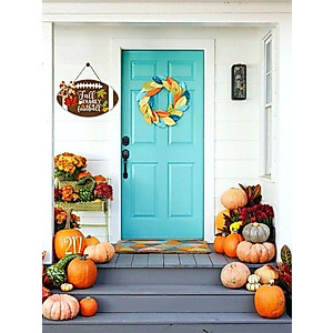 Muroanmi Fall Welcome Sign for Front Door, Fall Family Football Sign, Farmhouse Front Door Signs Seasonal Rustic Wooden Home Sign Football Sports Lover Home Décor 12Inch