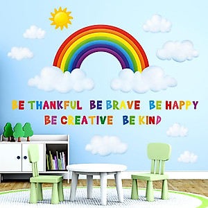 DECOWALL SG-1713 Rainbow and Clouds Kids Wall Stickers Wall Decals Peel and Stick Removable Wall Stickers for Kids Nursery Bedroom Living Room décor