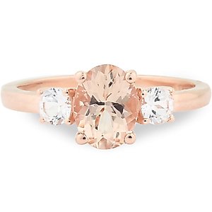 GNG 1 1/2 CTTW Natural Morganite and White Topaz 3 stone Ring In 10k Rose Gold (rose-gold, 7)