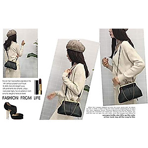 Abuyall Women Small Retro Purse Vintage Top Handle Handbag Kiss Lock Shoulder Bag Black