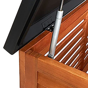 loibinfen Patio Storage Box 59.1"x19.7"x21.7" Solid Eucalyptus Wood Patio Garden Outdoor Storage Container for Toys, Furniture Deck box (Weight:63.05 lbs)