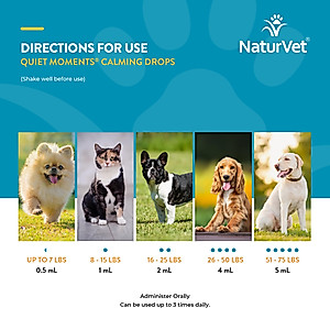 NaturVet Quiet Moments Calming Drops for Cats & Dogs – Helps Reduce Pet Stress, Promotes Relaxation – Dog Supplement, Cat Supplement Includes L-Tryptophan, Ginger, Chamomile – 2 Oz.