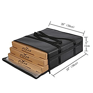 Pizza Bag for Delivery Bag Pizza Carrier Insulated Bags Large for Deliveries, 20x20 inch inches 20 in Food Bag for Personal and Professional Use 18 Black