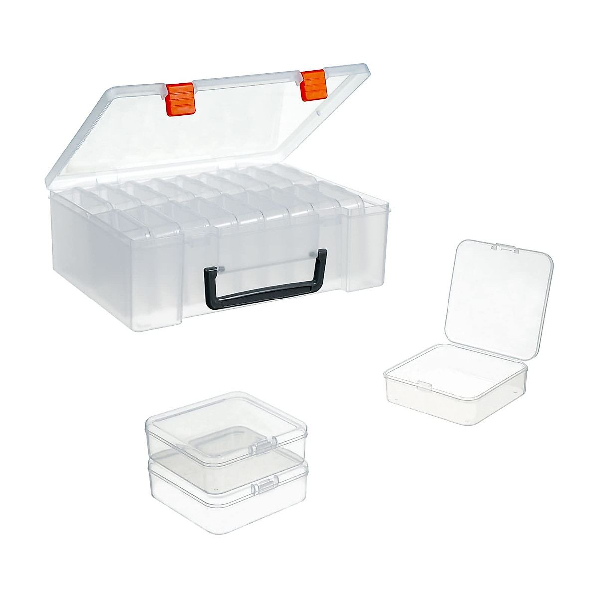 Letken 18 Pieces Small Plastic Craft 0rganizers and Storage, Transparent Box with Hinged Lid for Storage of Jewelry, Diamonds, DIY Art Craft Accessory