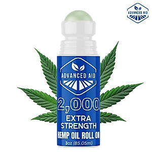Advanced Aid: Extra Strength 2000mg Hemp Extract Roll On Menthol, Non-GMO Ultra-Pure Organic Made in The USA 90ml Read Description
