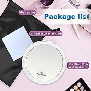 MIYADIVA 20x Magnifying Mirror, Small Magnifying Mirror with Suction Cup, Magnified Mirror, Close Up Mirror for Precise Details of Makeup, Super Magnification, 6" Dia