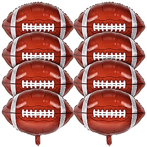 Eaezerav 8 Pcs Football Balloons Football Themed Birthday Party Supplies for Super Bowl Decor, Football Party Balloons Foil Balloon Sport Themed Birthday Party Decor for Boys