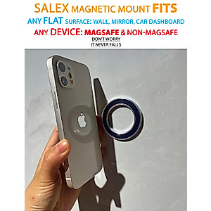 SALEX Compatible with Magsafe Car Mount for Dashboard, Wall, Fridge, Truck, Mirror 2 Pack. Stick On Magnetic Phone Mount for iPhone 15 14 Plus 13 Pro Max 12 Mini. Flat Magnet Dash Phone Holder