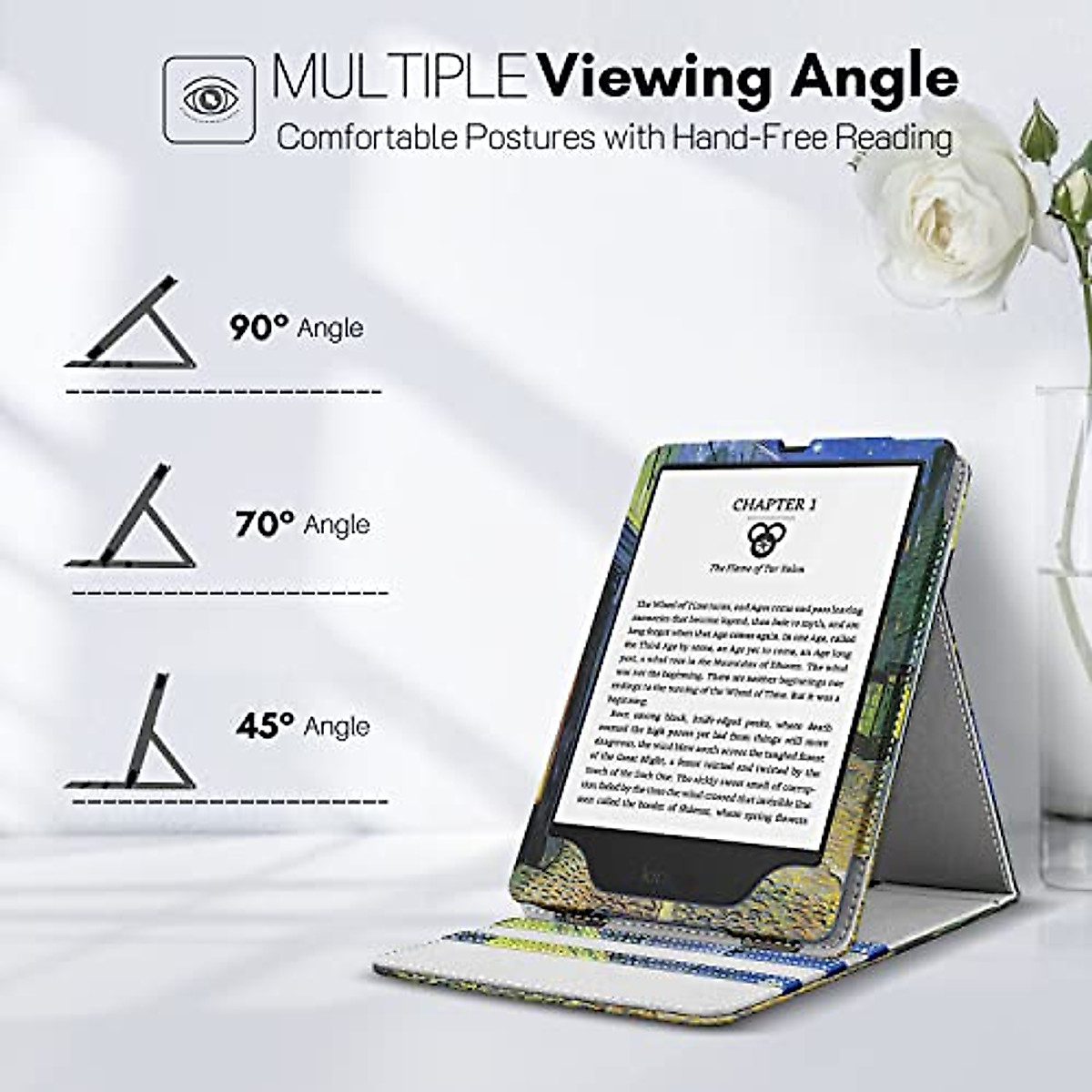 TNP Case for 6" All-New Kindle (2022 Release) 11th Generation, Multi-Angle Cafe at Night Stand, Multi-View Vertical Flip Cover with Auto Sleep and Wake for Amazon 6-Inch Kindle E-Book Reader