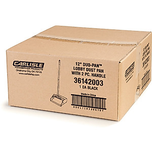 SPARTA Plastic Dust Pan, Upright Pan With 2 Piece Handle For Cleaning, 11 X 12 X 3.5 Inches, Black