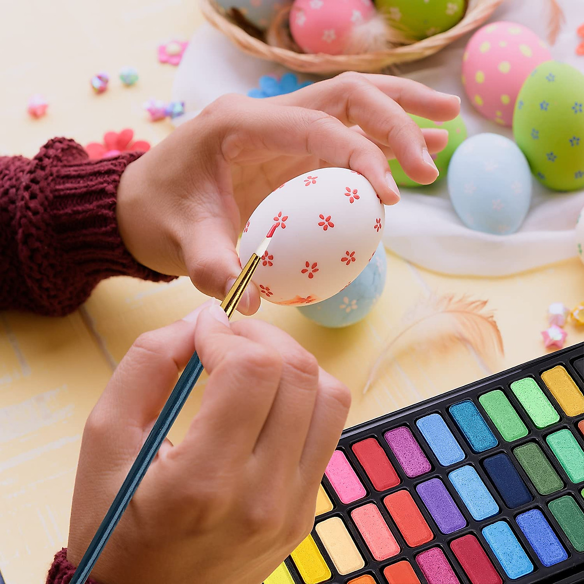 MISULOVE Watercolor Paint Set, 36 Colors in Gift Box with Bonus Watercolor Paper and Brush, Painting Kit for Kids 6-12, Adults, Artists