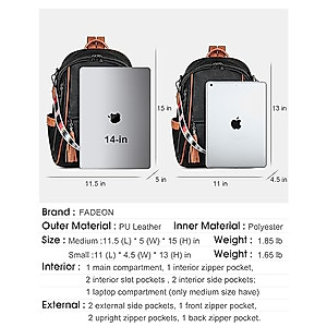 FADEON Leather Laptop Backpack Purse for Women Laptop Backpacks, Designer Mutiple Pockets Ladies Shoulder Bags Black