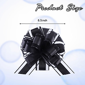 12 Pieces Black Pull Bow Wrapping Pull Bow Ribbon Pull Bows for Wedding Baskets,6 Inches Diameter Gift Bows, Large Bows for Presents.