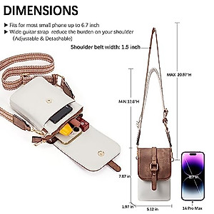 CLUCI Small Crossbody Bags for Women Leather Cell Phone Shoulder Purses Beige with Brown