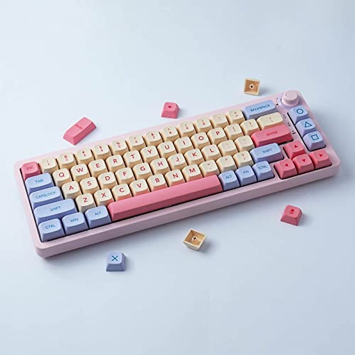 Hyekit PBT Keycaps 132 Keys Marshmallow Keycaps Dye-Sublimation Cute Keycaps XDA Profile Custom Keycaps for Cherry Gateron MX Switches Mechanical Keyboards