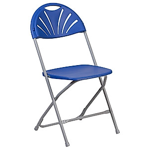 Flash Furniture 8 Pack HERCULES Series 650 lb. Capacity Blue Plastic Fan Back Folding Chair