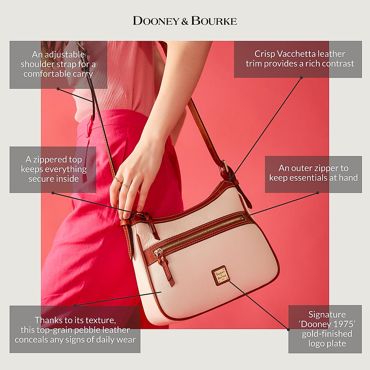 Dooney & Bourke Handbag, Pebble Grain Presley Crossbody - Clementine