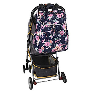 Multi-Function Floral Diaper Backpack and Travel Nappy Baby Bag with Changing Pad and Stroller Straps (Blue Floral)