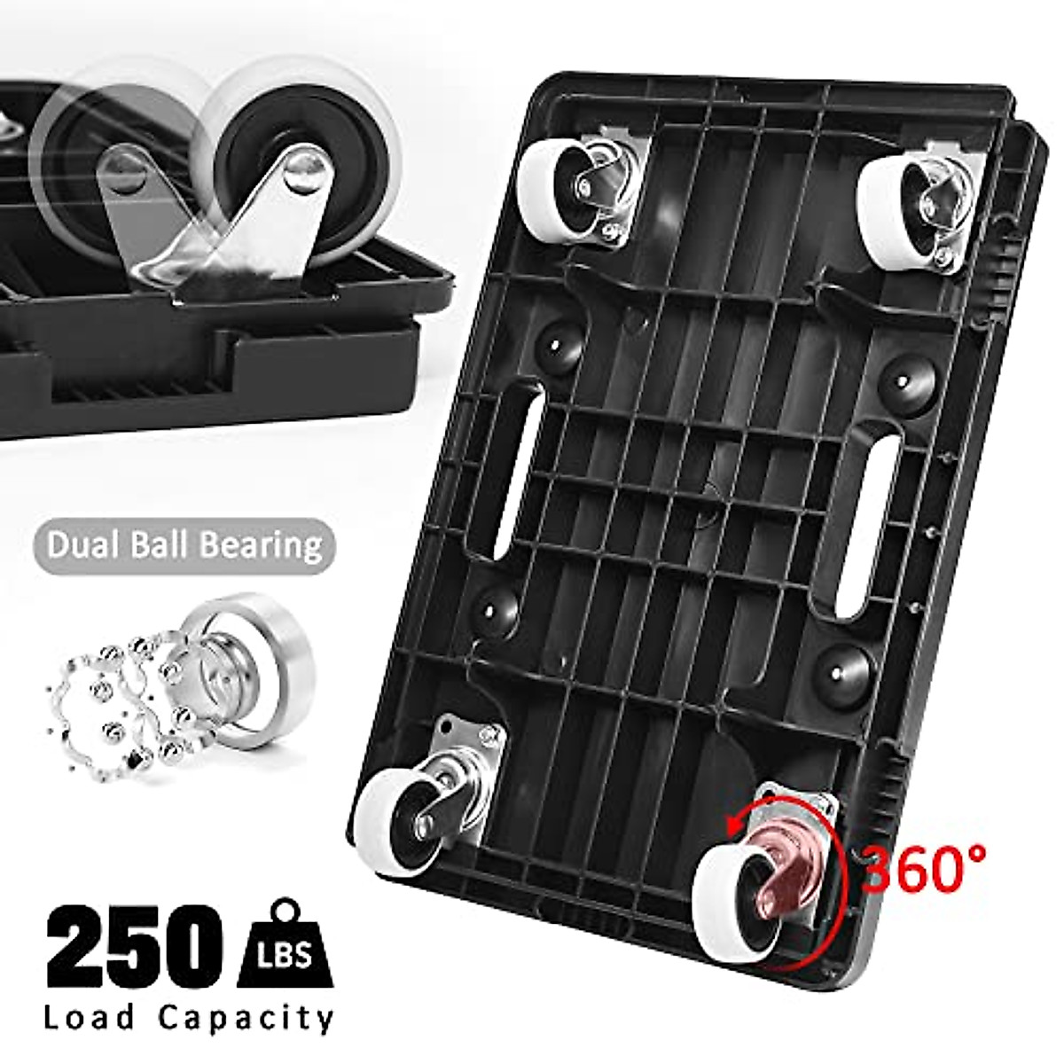 Furniture Dolly for Moving 2 Packs BTBFAMI Portable Furniture Movers with Wheels Moving Dolly,Small Flat Dolly Cart 4 Wheels Heavy Duty 500 Lbs Capacity Black