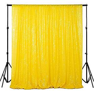 Yellow Glitter Backdrop Curtain Photo Backdrop 4FTx7FT Sequins Shimmer Curtains for Backdrop -1011E