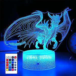 KYMELLIE Dragon Night Light Dragon LED Decor Lamp for Kid’s Room, Dragon Toys Touch with Remote control/16 Colors Timing Function, Dragon Gifts are Suitable for Boys/Girls Birthday & Xmas Holiday