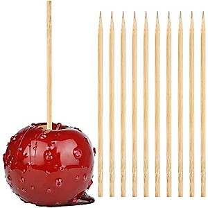Frcctre 1000 Pack Natural Bamboo Skewers, 7 Inch 5mm Thick Bamboo Sticks Caramel Candy Apple Sticks, Pointed Bamboo Sticks for BBQ Corn Dog Lollipop Fruit Kabob