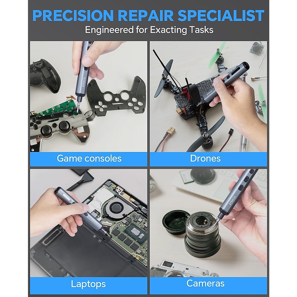 Mini Electric Screwdriver, 70 in 1 Precision Screwdriver Kit with 64 S2 Magnetic Bits, 5 Torque Levels, LED Screen Display, Rechargeable Power Screwdriver, Precision Work Set for Laptop Phone Watch