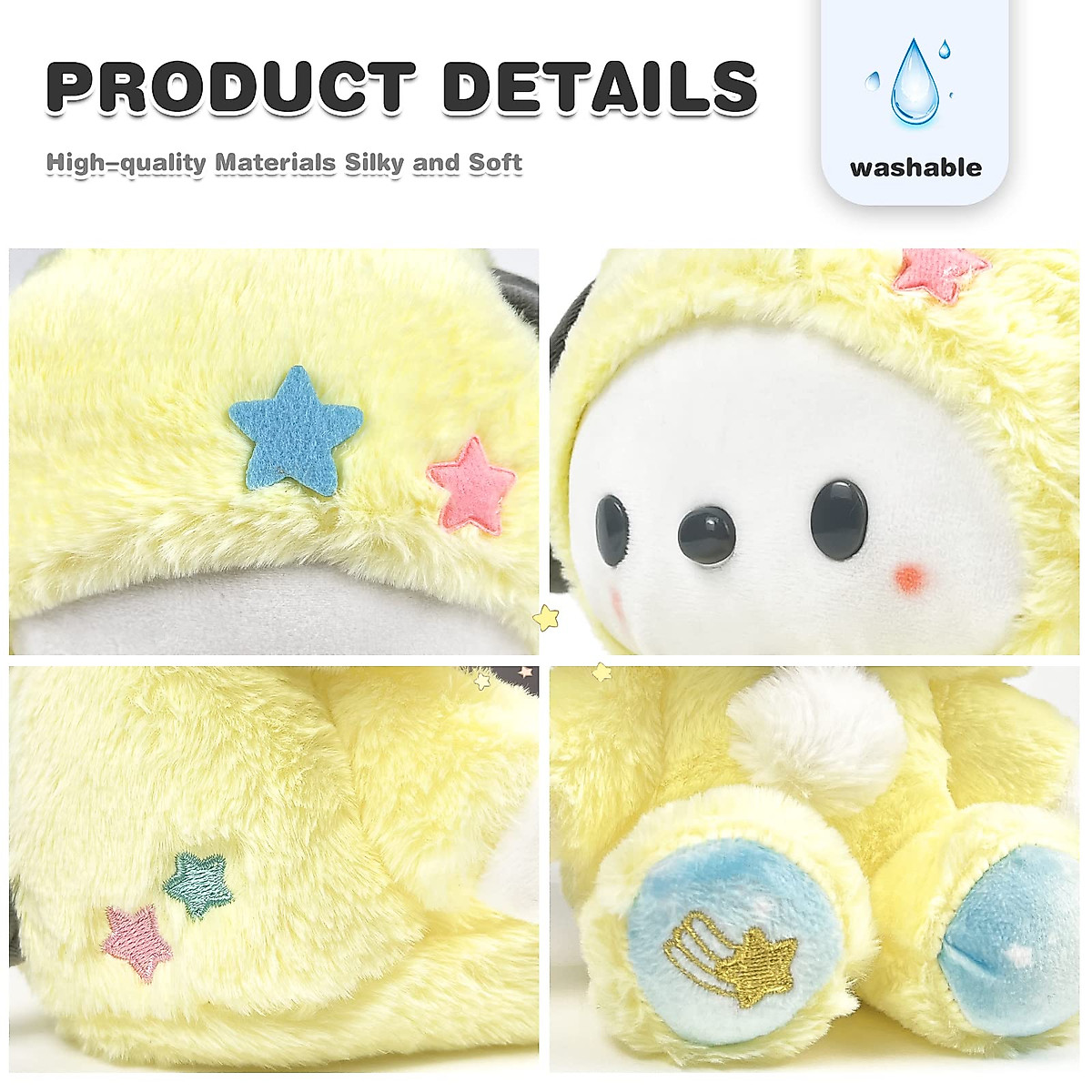 Wetacmof 8in Kawaii Cute Plush Soft Yellow Dog Cute Cartoon Stuffed Animals Toy Doll Gift for Kids and Fans