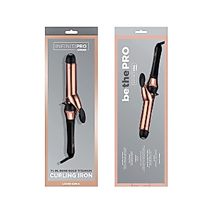 INFINITIPRO BY CONAIR Rose Gold Titanium 1 1/4-Inch Curling Iron, 1 ¼ inch barrel produces loose curls – for use on medium and long hair