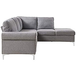 ACME FURNITURE Melvyn Sectional Sofa - - Gray Fabric
