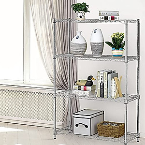 HCY 4-Tier, Shelf Heavy Duty, Shelving Unit NSF Height Adjustable Metal Storage Rack for Laundry Bathroom Kitchen Garage Pantry Organization 1000 LBS Capacity -14''x36''x54'' (Chrome)