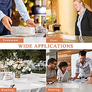 Teling 16 Pcs Acrylic Reserved Table Signs for Wedding Guest Reservation Seat Signs Waterproof Double Sided Reserved Tent Signs for Wedding Birthday Party Restaurants Meeting Chair Business Office