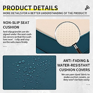 Lviden 6 Pieces Wicker Patio Furniture Sets Outdoor Conversation Set PE Rattan Sectional Sofa Couch with 45" Fire Pit Table and Peacock Blue Cushions