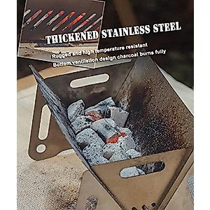 Camp Mini Grill Outdoor Portable Stainless Steel Grill and Portable Fire Pit Wood Stove