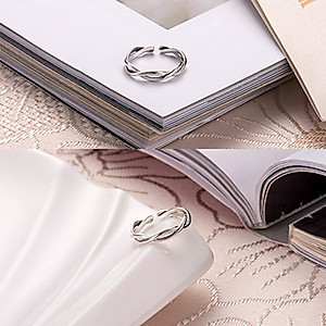 CANDYFANCY Celtic Knot Ring 925 Sterling Silver Knuckle Thumb Rings for Women Open Adjustable Middle Finger Ring Size 4-6(Two line Twist)