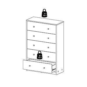 Home Square 4 Piece Bedroom Set with 6 Drawer Double Dresser, 5 Drawer Chest Dresser, Two Nightstands in Jackson Hickory