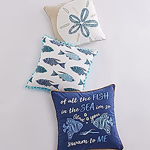 Levtex Home - Laida Beach - Decorative Pillow (18X18in.) - Sand Dollar Seashell - Seafoam Green, White and Natural