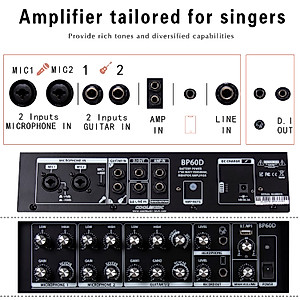 Coolmusic BP60D 120W Battery Powered Acoustic Guitar Amplifier- Portable Bluetooth Speaker with Reverb Chorus Delay Effect, 7 Inputs