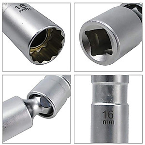 QISF 14MM & 16MM Thin Wall Magnetic Swivel Spark Plug Socket - 3/8-Inch Drive 12-Point Spark Plug Socket Removal Tool - Swivel Extension Permits Access to Most Confined Areas
