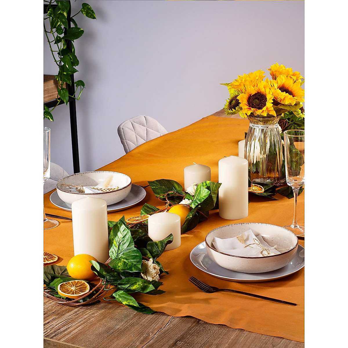 CANDWAX 3x6 Pillar Candles Set of 3 - Ivory Large Pillar Candles Long Burning Perfect for Any Occasion - Cylinder Candles Unscented Long Burning