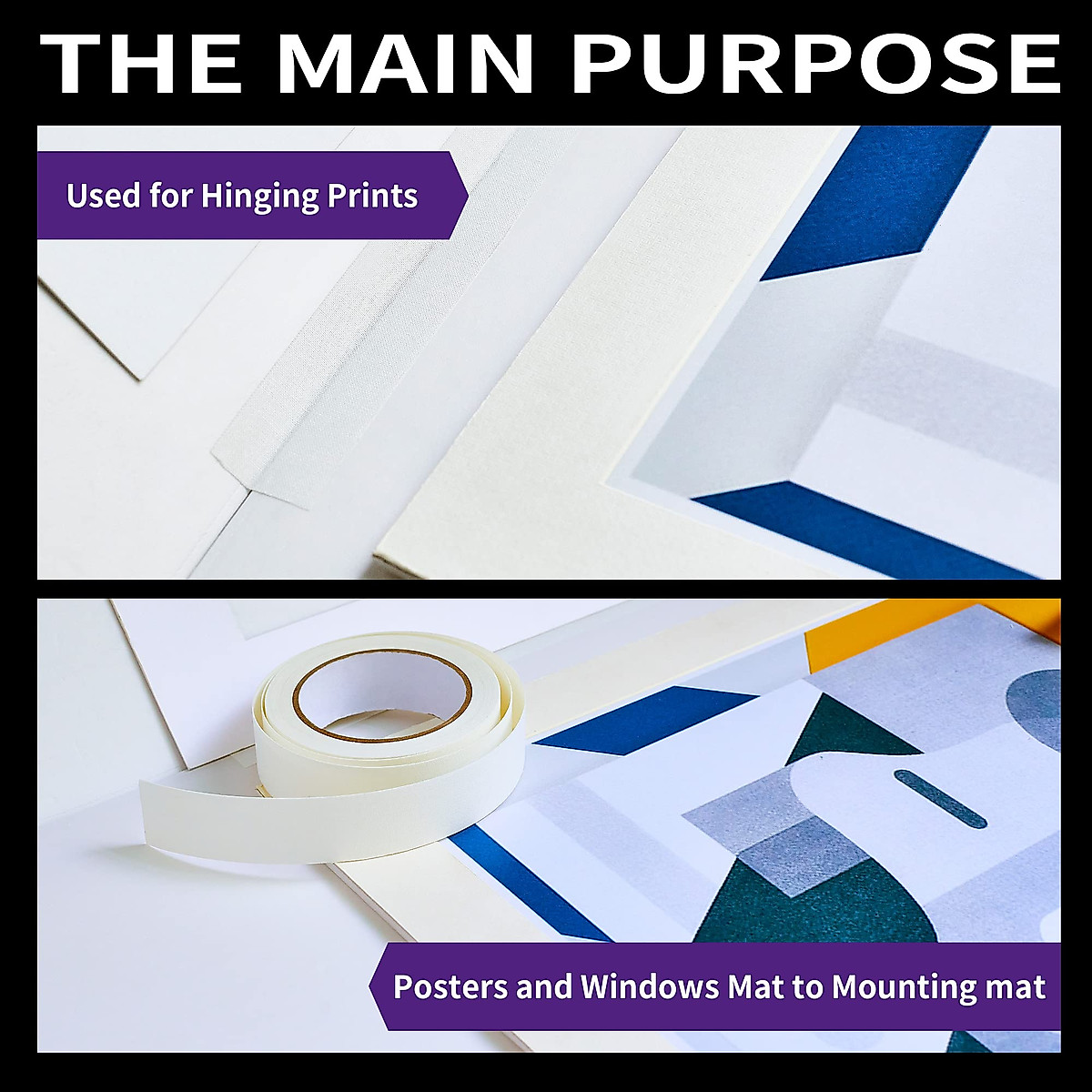 TSSART Linen Hinging Tape - Self-Adhesive Hinging Tape for Prints Matte Frames, Artwork Matting - Acid Free 1.25inch x 35ft